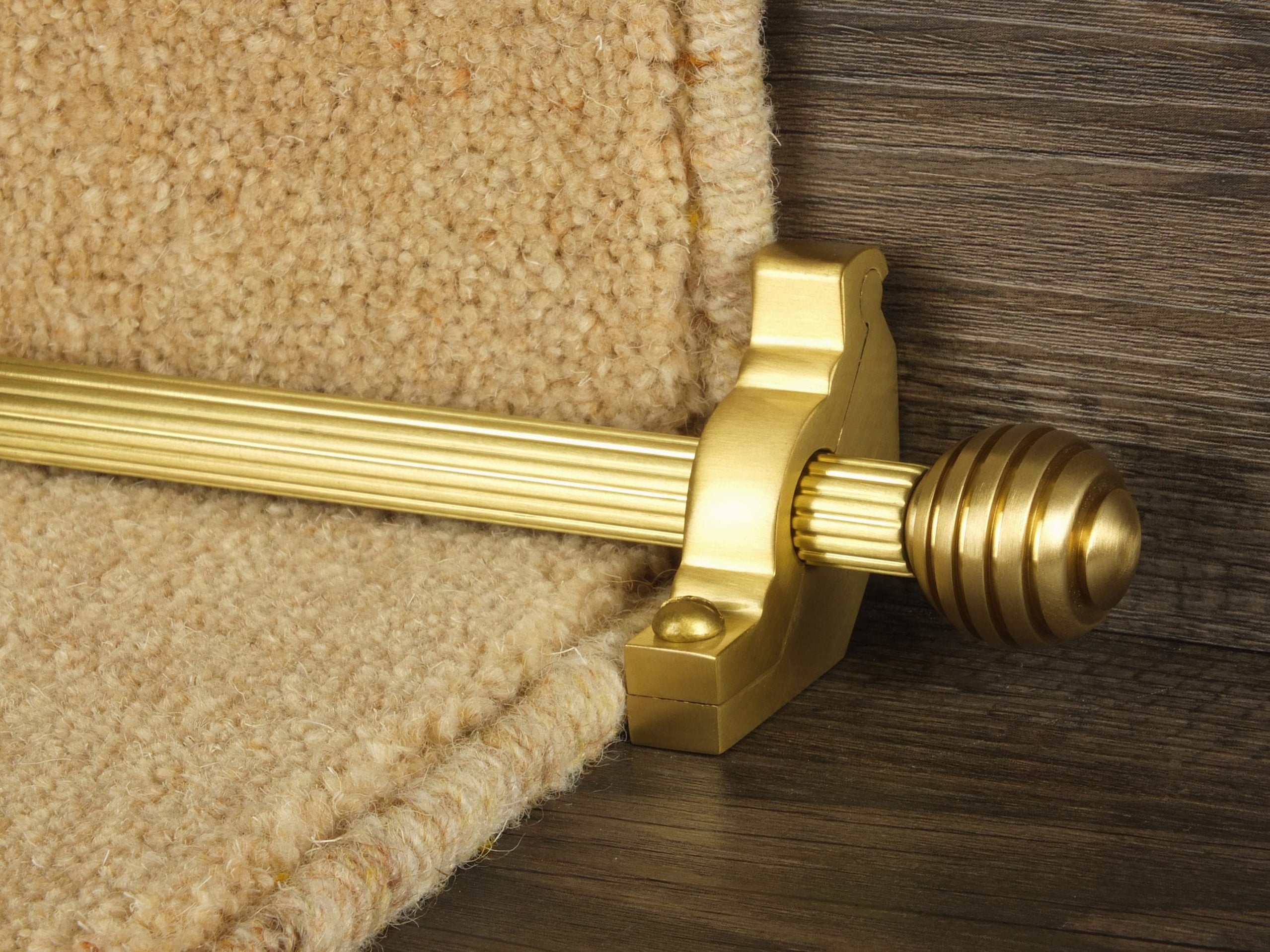 Sphere Stair Rods - Contemporary Satin Brass Finish