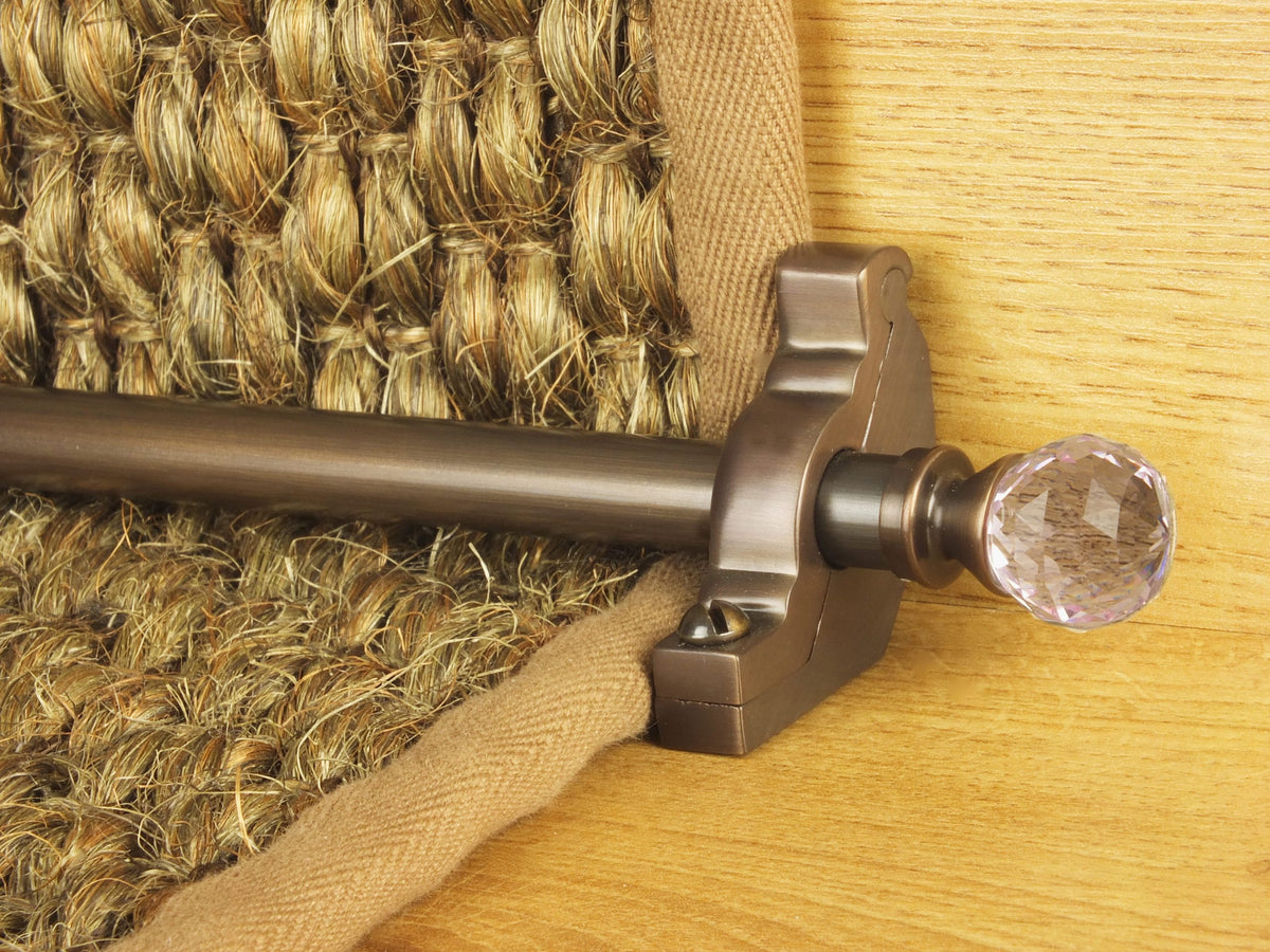 Crystal Rose Stair Rods in Antique Bronze | Stair Runner Rods