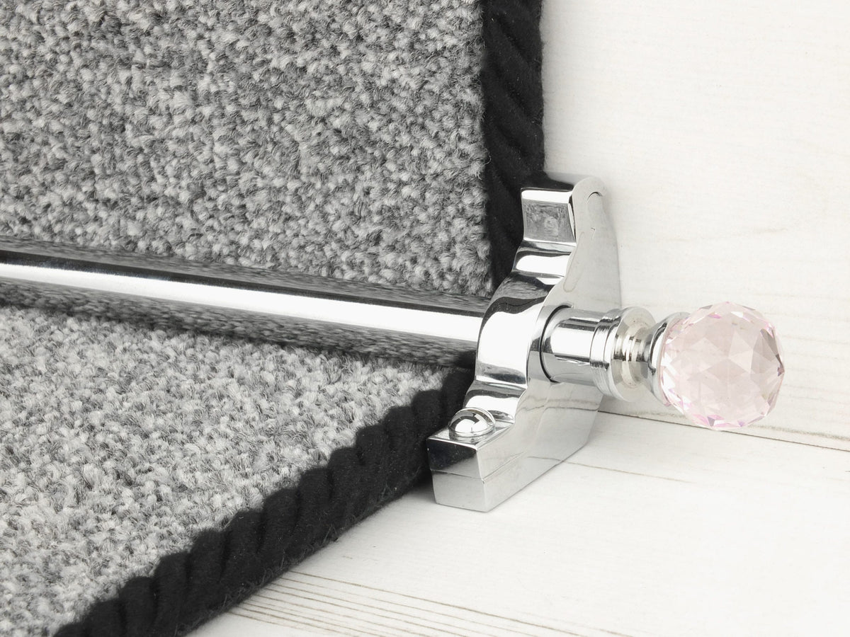 Crystal Rose Stair Rods in Polished Chrome | Elegant Finish