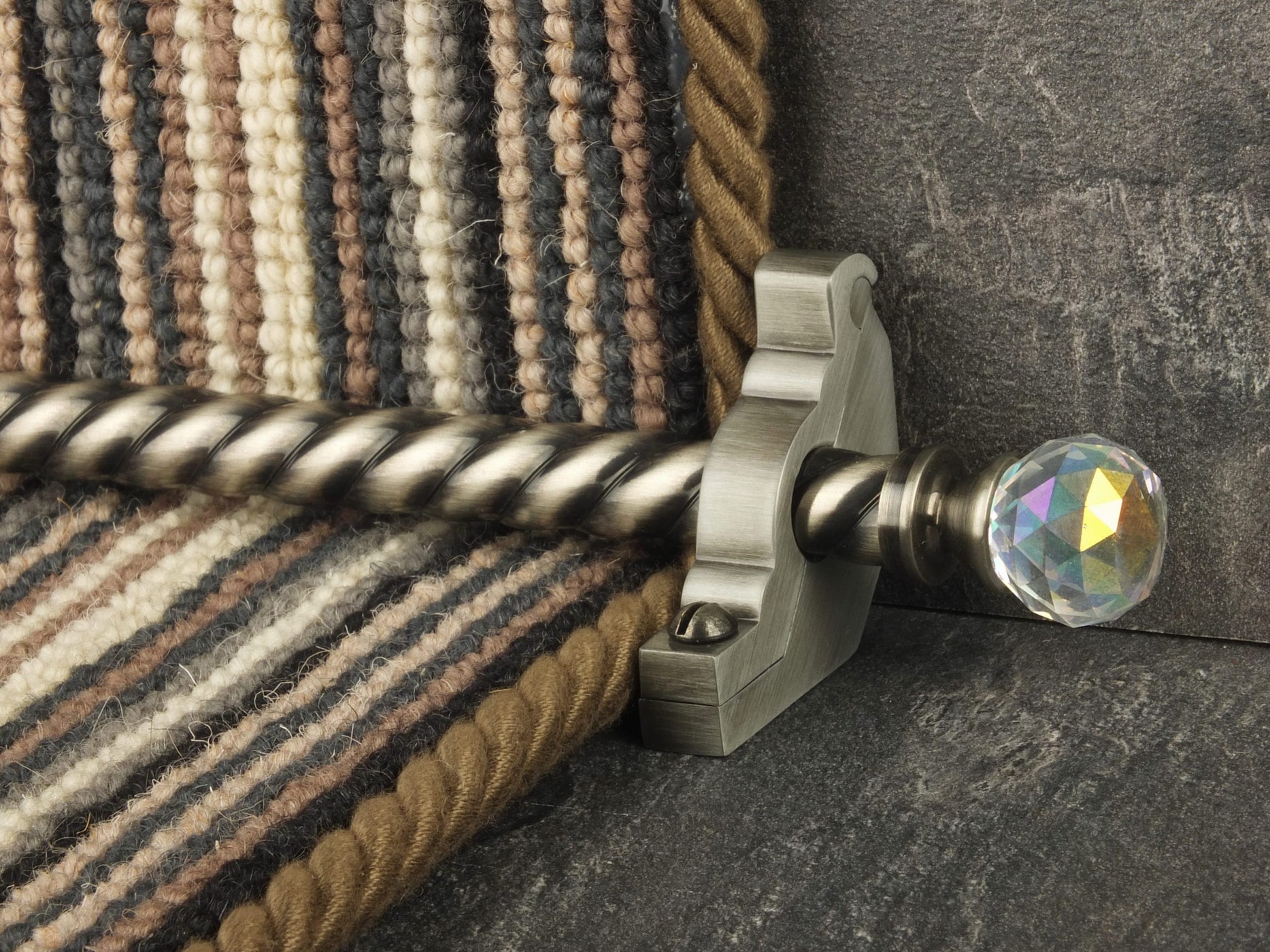 Rainbow Stair Rods in Pewter | Elegant Crystal Stair Accent