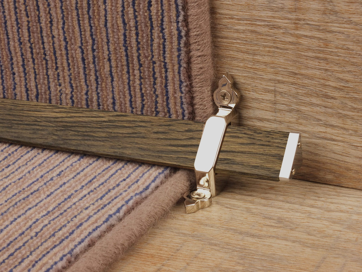 Tudor Dark Wooden Stair Rods - Polished Nickel | Stair Rods Direct