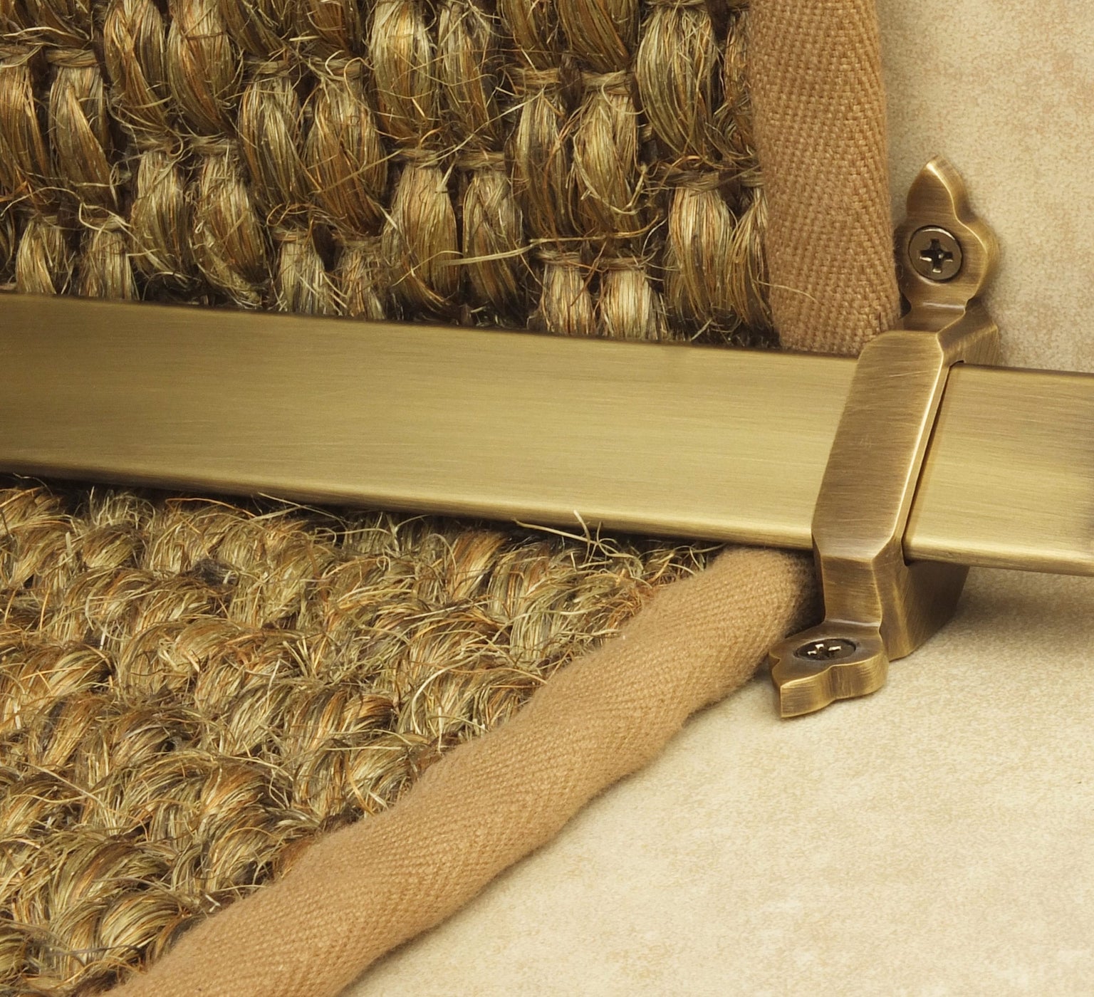 Triangular Stair Rod Brackets in Antique Brass | Staircase Accessories