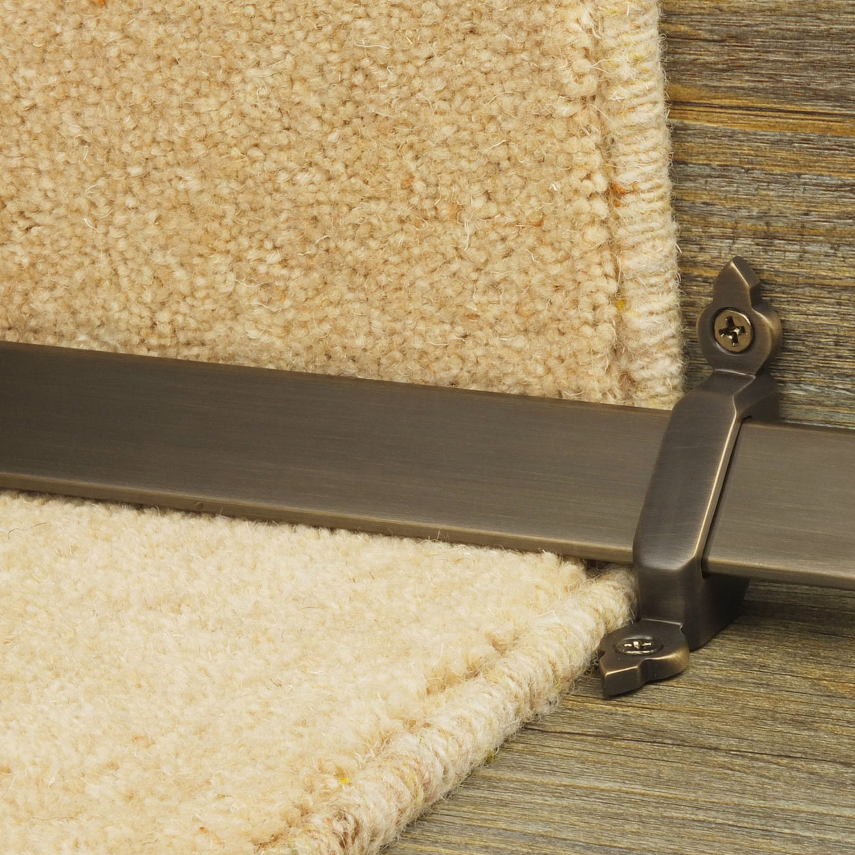 Antique Bronze Triangular Stair Rod Brackets - Pair