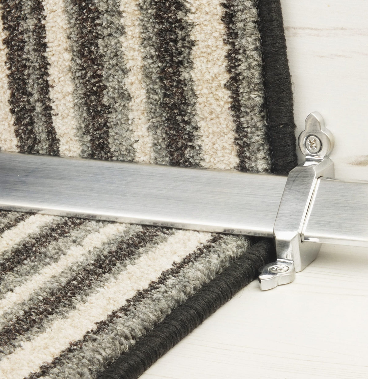 Brushed Chrome Triangular Stair Rod Brackets - Pair