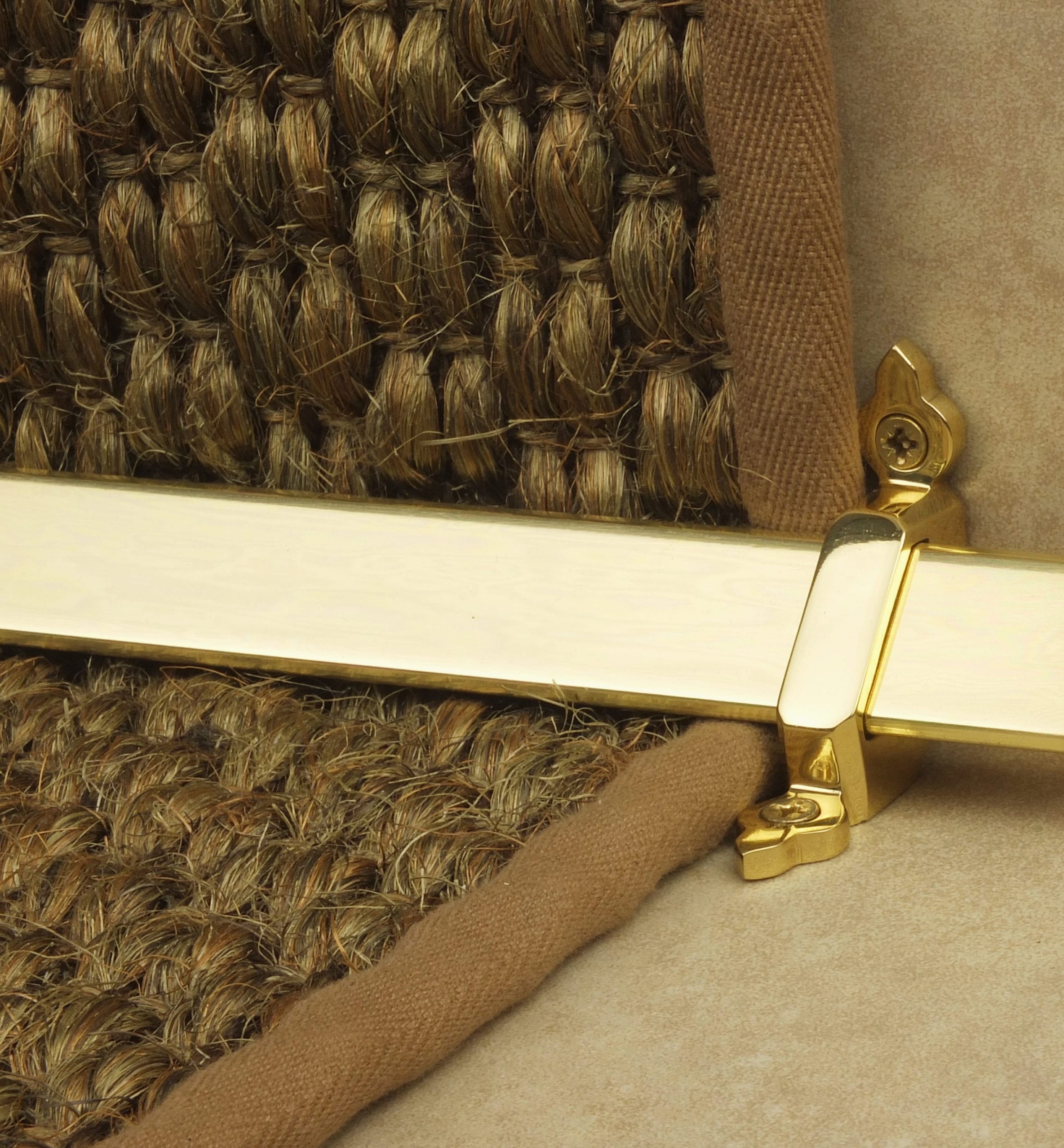 Polished Brass Triangular Stair Rod Brackets - Pair