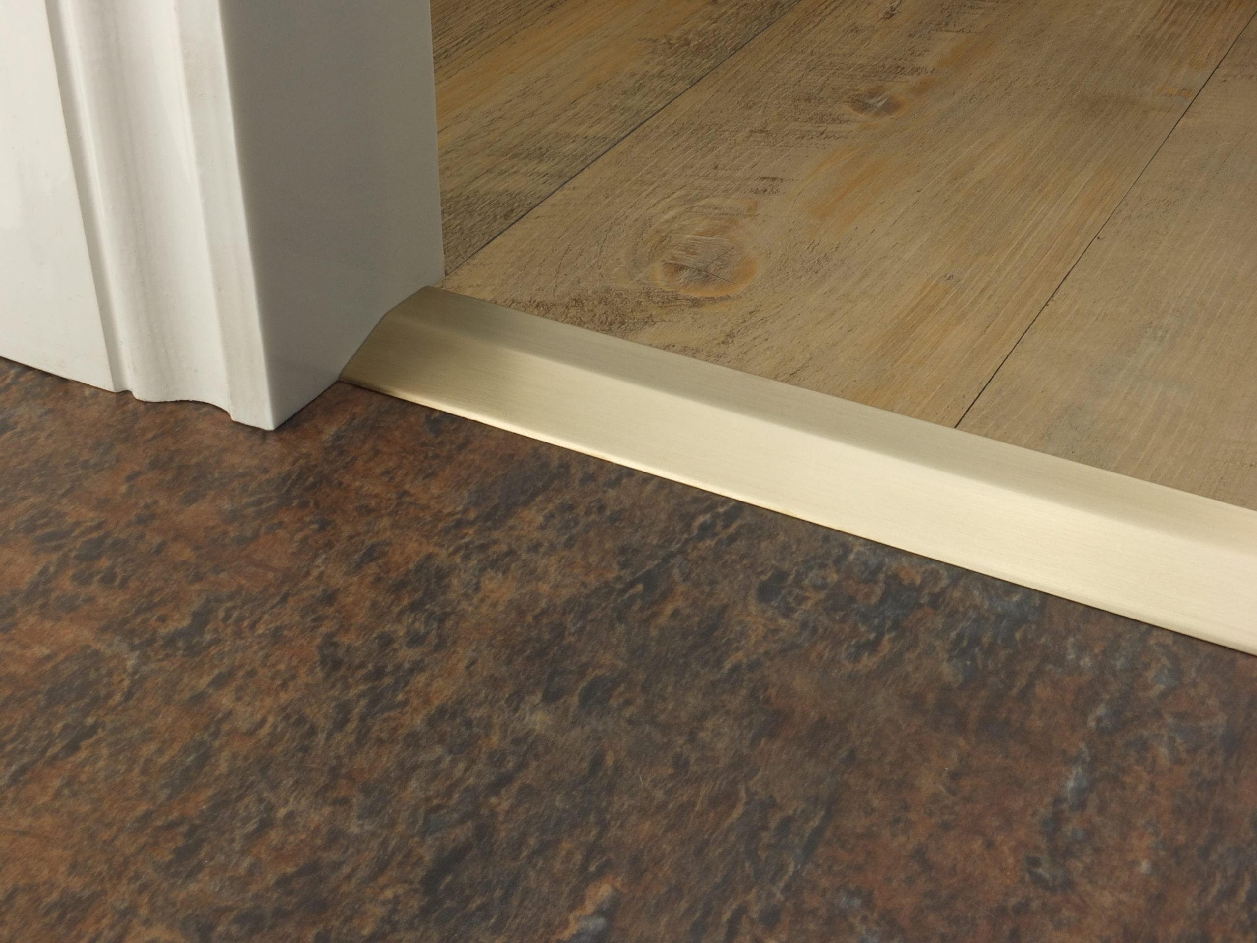 Premier Ramps Satin Brass | Stick-Down Ramp for Floor Joins