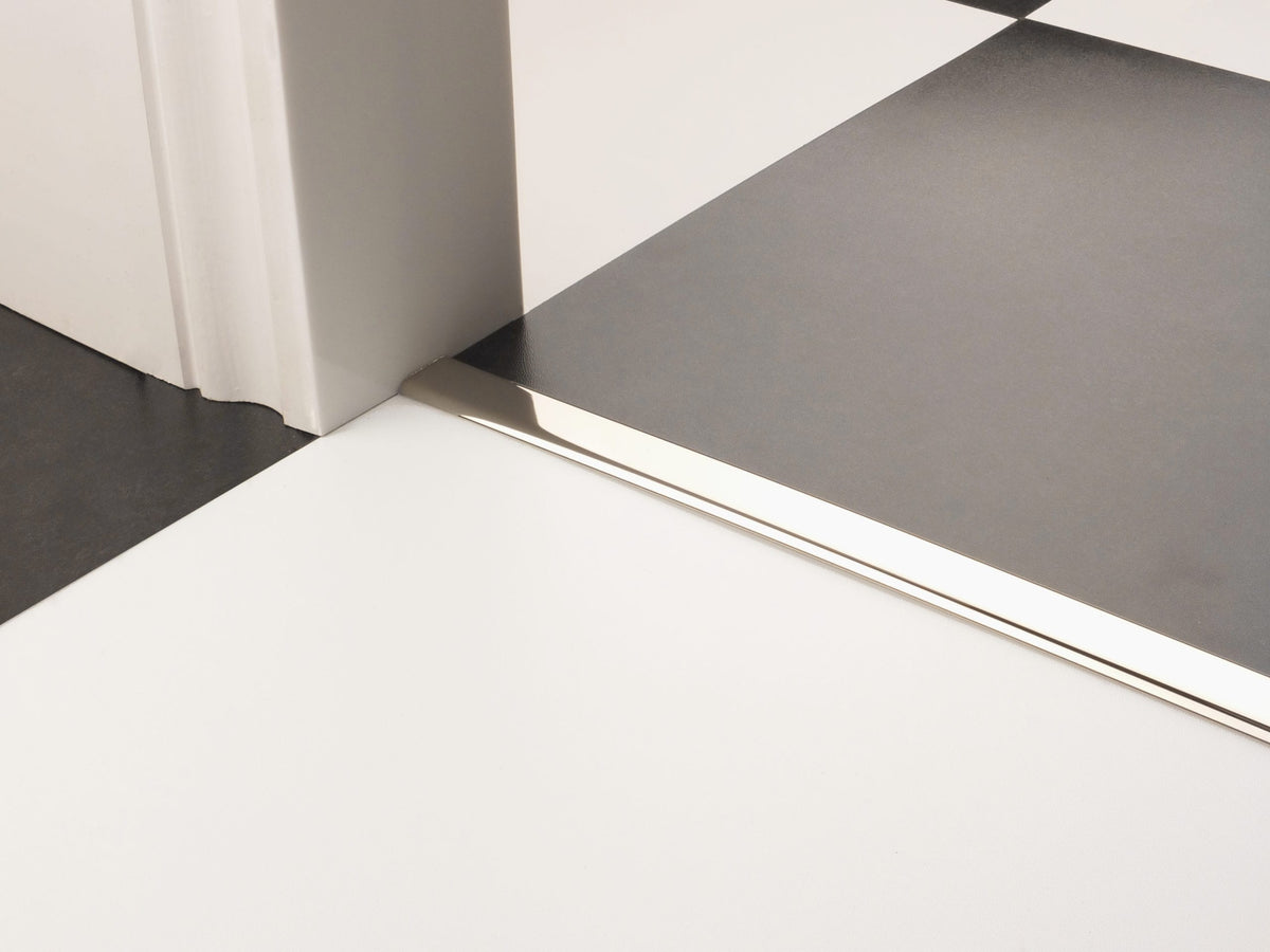 Premier Floating Vinyl Edge in Polished Nickel | Stair Edge Trim